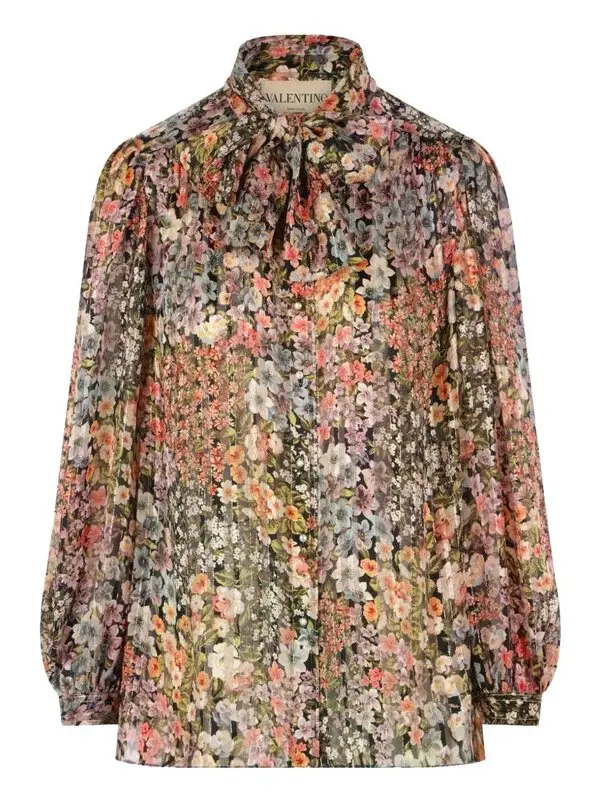 Valentino Garavani Floral-print Long-sleeved Blouse - Pink