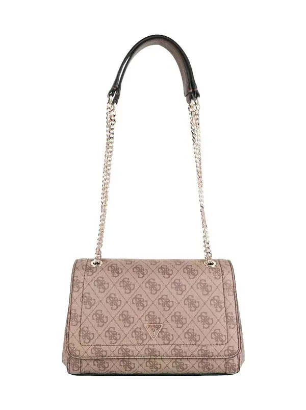 Guess Logo-pattern Foldover Shoulder Bag - Neutrals