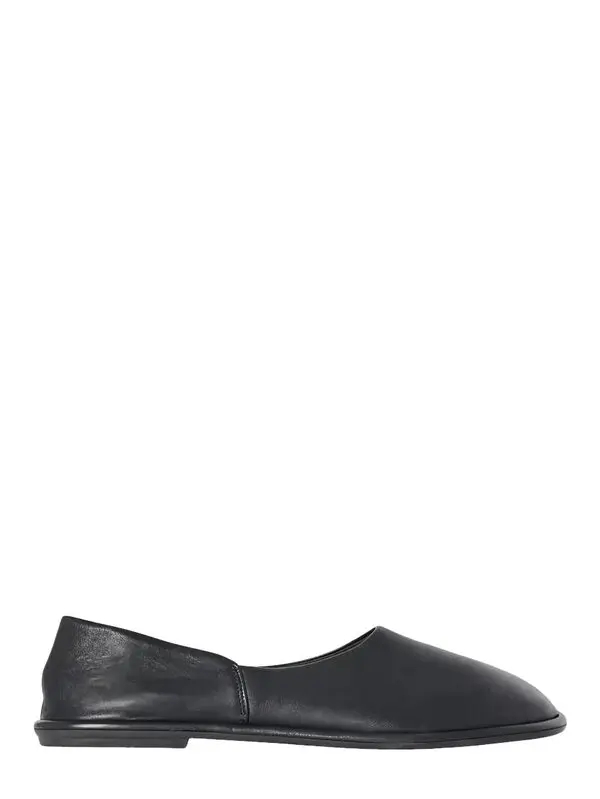 THE ROW Leather Round-toe Loafers - Black