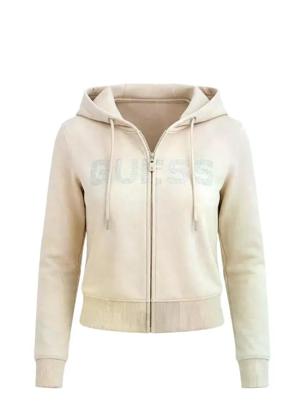 Guess Embellished Zip-up Hoodie - Neutrals
