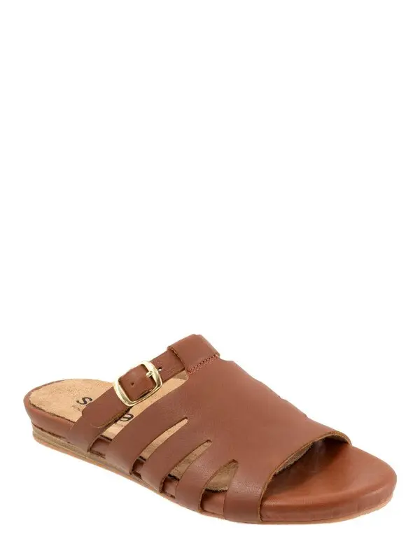 Softwalk Leather Slide Sandal - Luggage