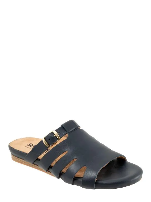 Softwalk Leather Slide Sandal - Navy