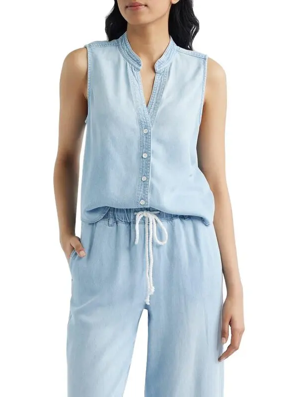 CLOTH & STONE Sleeveless Denim Shirt - Cool Capri Wash