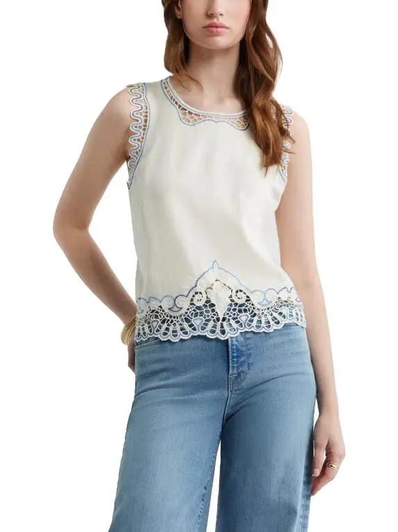 Treasure & Bond Cutwork Shell Sleeveless Top - Ivory Egret