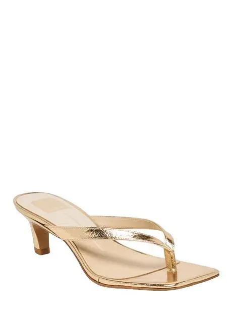 Dolce Vita Ramia Kitten Heel Flip Flop - Gold Distressed Leather