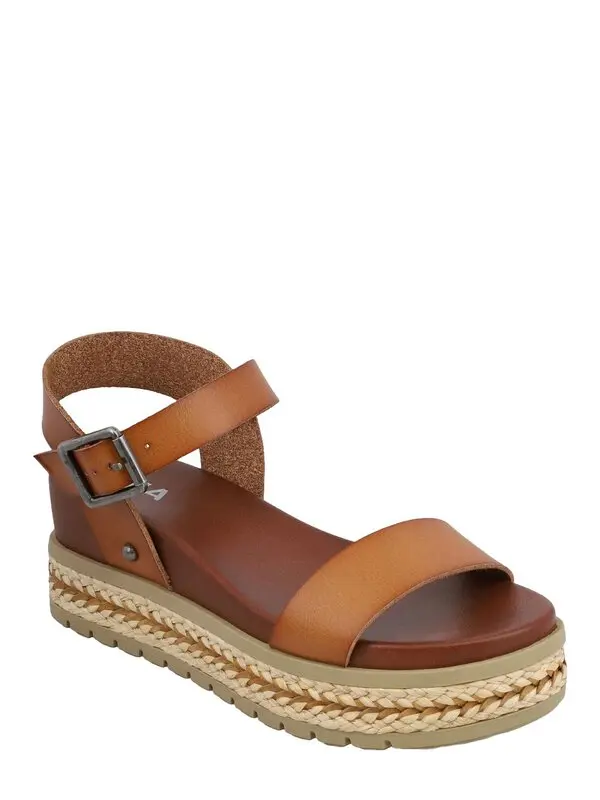 Mia Ankle Strap Platform Wedge Sandal - Tan