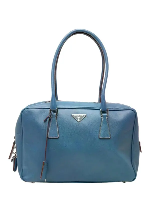 Prada Saffiano Lux Bauletto Handbag - Blue