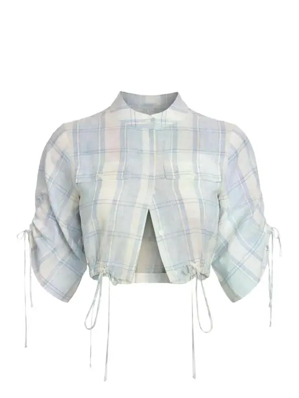 HEVRON Eva Plaid Blouse - Blue