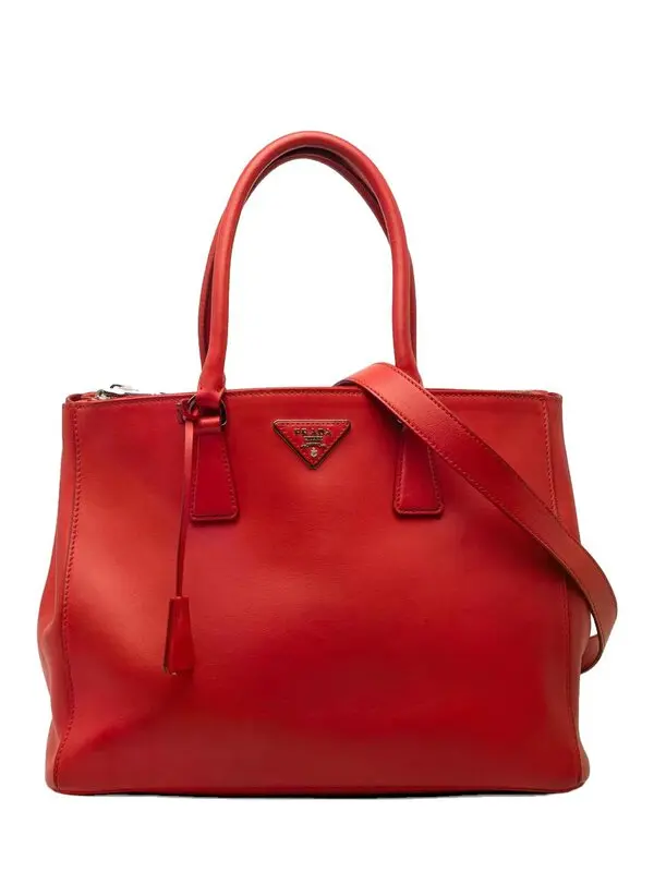 Prada Galleria Double Zip Satchel - Red