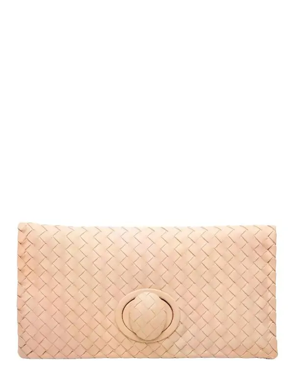 Bottega Veneta Nappa Intrecciato Turn Lock Clutch - Brown