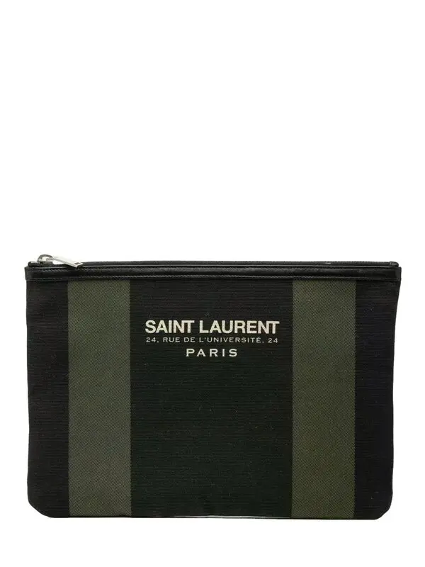 Saint Laurent 2016 Canvas Beach Zip Clutch - Black