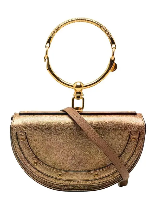 Chloé 2019 Metallic Leather Nile Bracelet Minaudiere Satchel - Gold