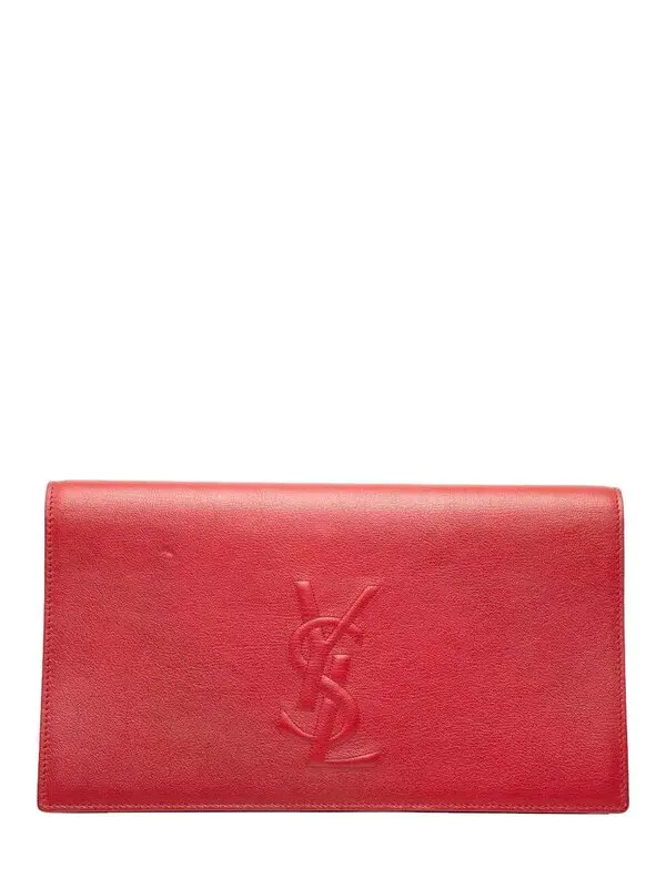 Saint Laurent 2014 Large Leather Belle De Jour Clutch - Red