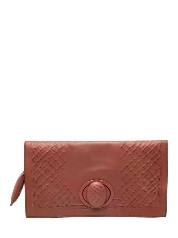 Bottega Veneta Nappa Embossed Intrecciato Turn Lock Clutch - Brown