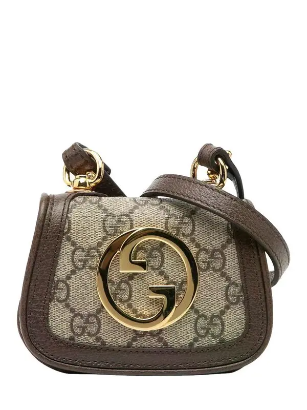 Gucci Gg Supreme Blondie Card Case On Strap - Neutrals