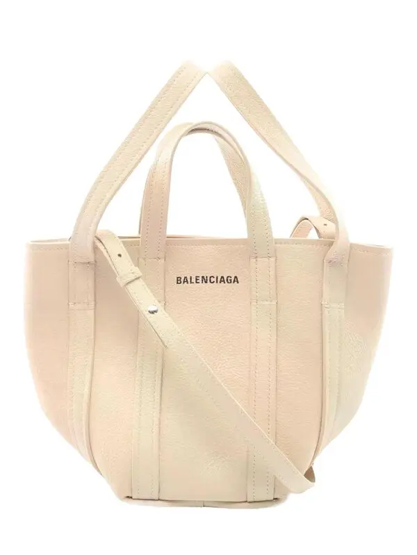 Balenciaga 2018-2026 Leather Everyday North South Xs Handbag - Neutrals