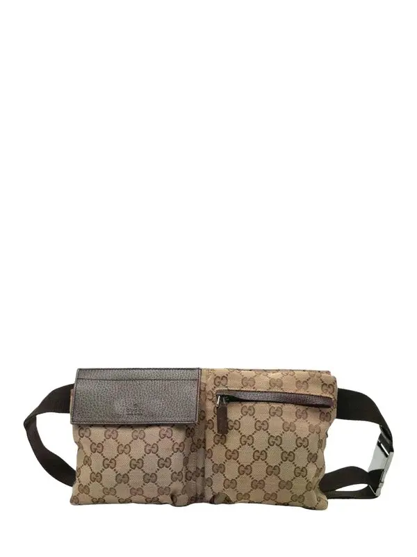 Gucci Gg Canvas Double Pocket Belt Bag - Neutrals