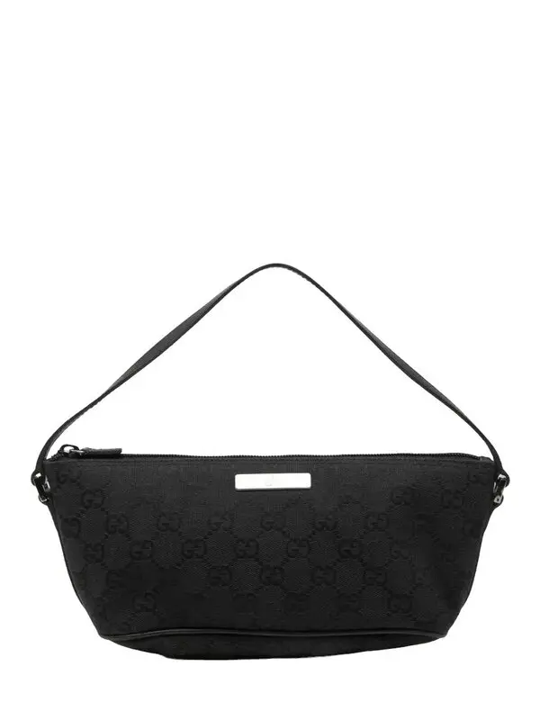 Gucci Gg Canvas Boat Shoulder Bag - Black