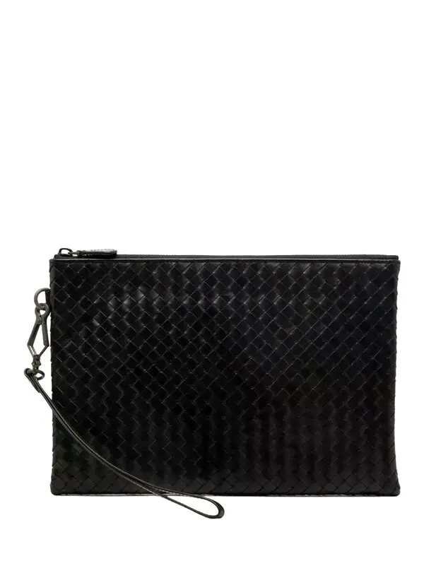 Bottega Veneta Nappa Intrecciato Wristlet Clutch Bag - Black