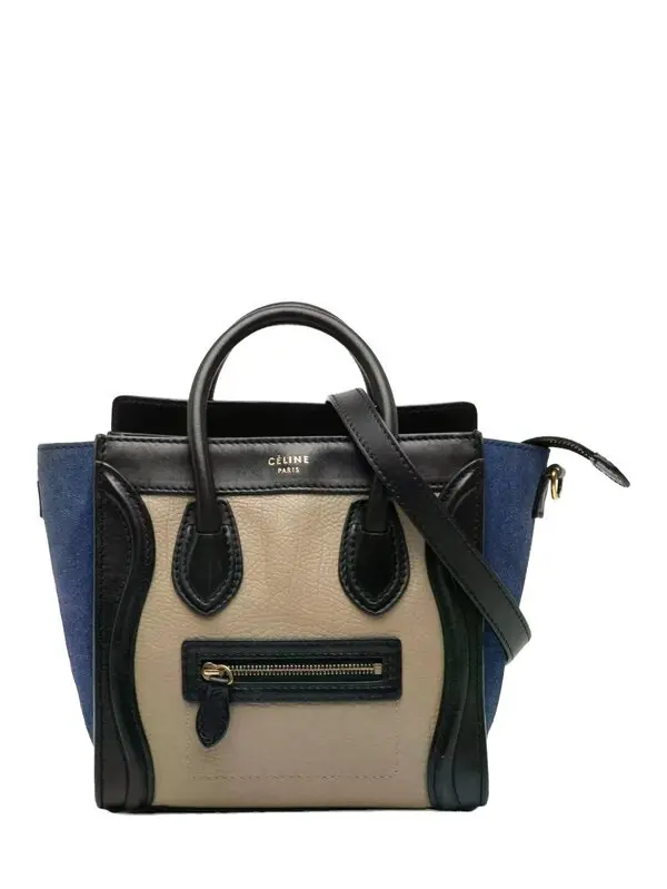 Celine 2013 Nano Tricolor Luggage Tote Satchel - Neutrals