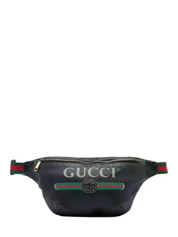 Gucci Leather Logo Web Belt Bag - Black