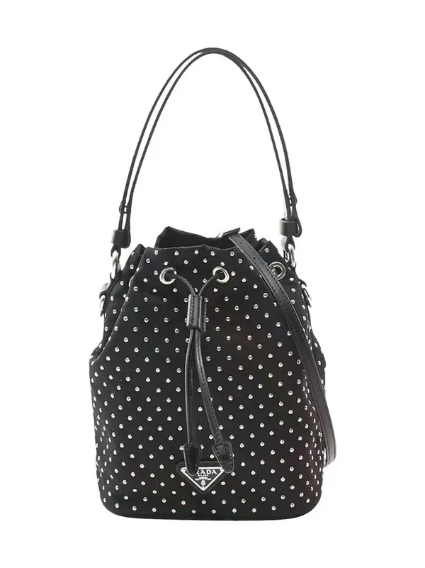 Prada Studded Bucket Bag - Black
