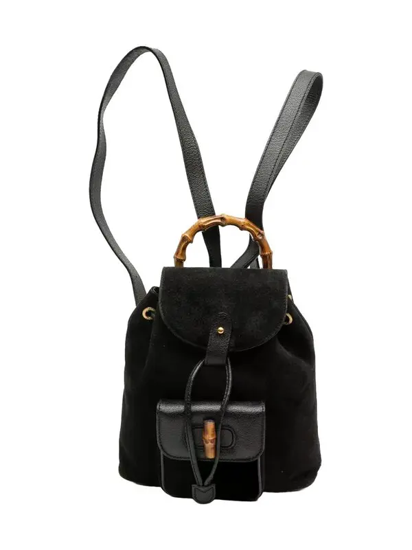 Gucci Suede Bamboo Backpack - Black