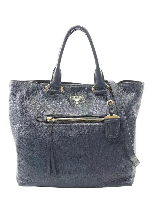 Prada 2010-2026 Vitello Daino Tote Bag - Blue