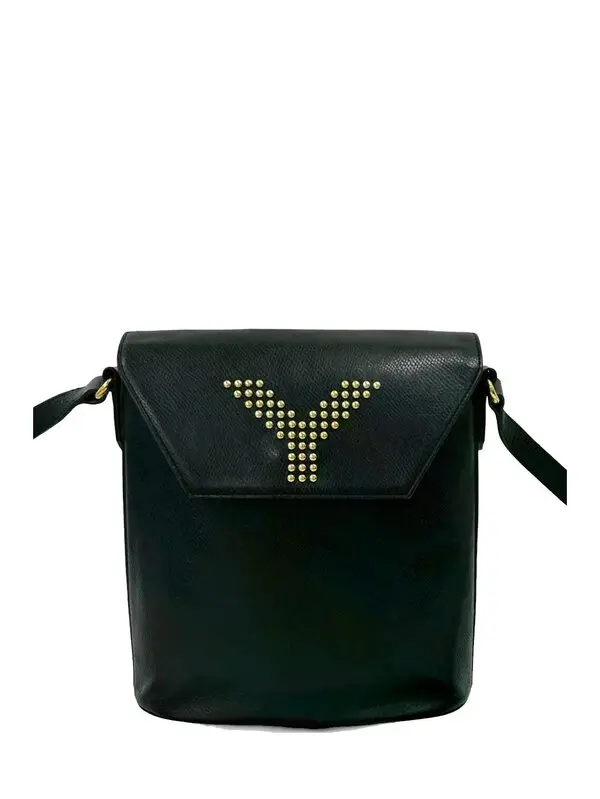 Saint Laurent 20th Century Leather Studded Crossbody Bag - Black