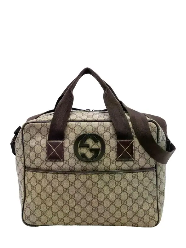 Gucci Gg Supreme Interlocking G Briefcase - Neutrals