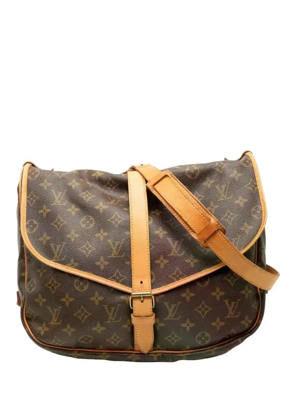 LOUIS VUITTON 1990 Monogram Saumur 35 Crossbody Bag - Brown