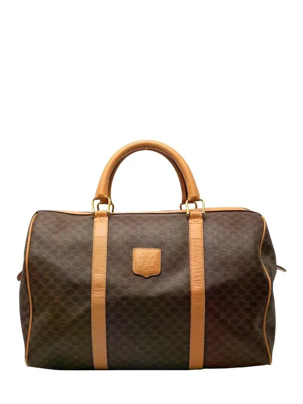 Celine 2012 Macadam Coated Canvas Boston Bag - Brown