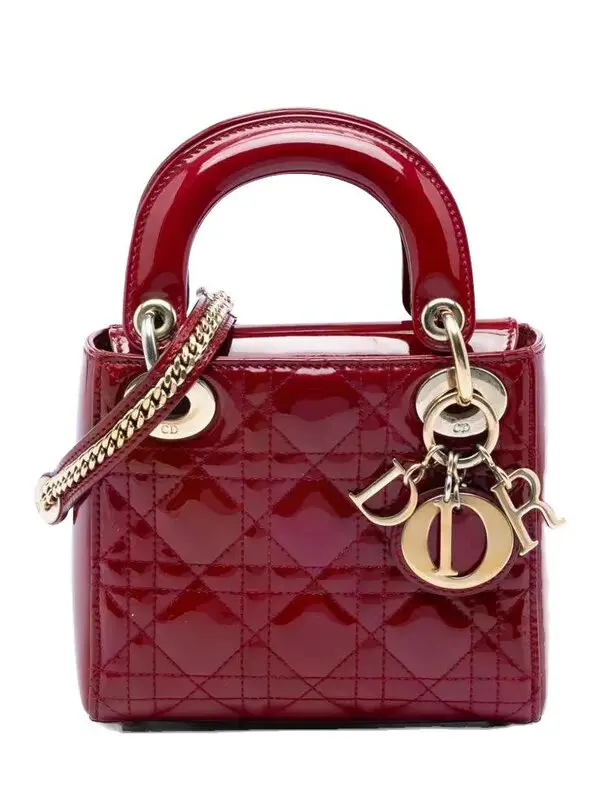 Dior 2017 Mini Patent Cannage Lady Satchel - Red