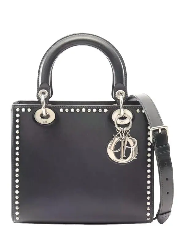 Dior 2010-2026 Medium Studded Leather Lady Satchel - Black