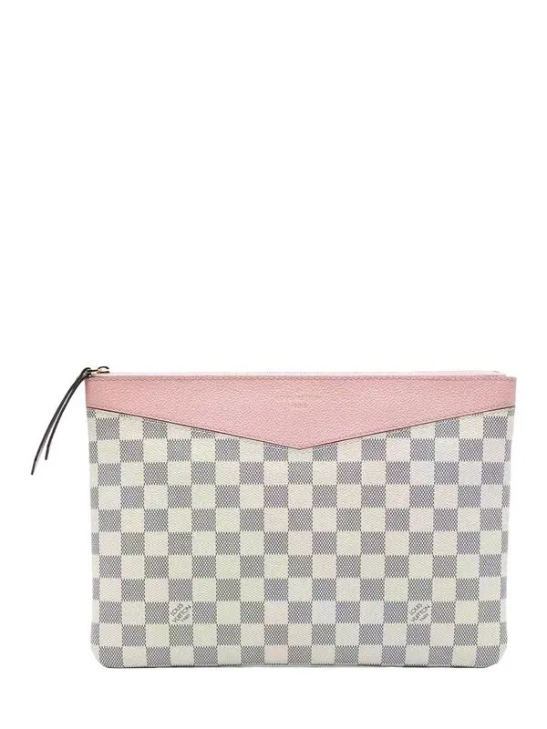 LOUIS VUITTON 2019 Damier Azur Daily Pouch - White