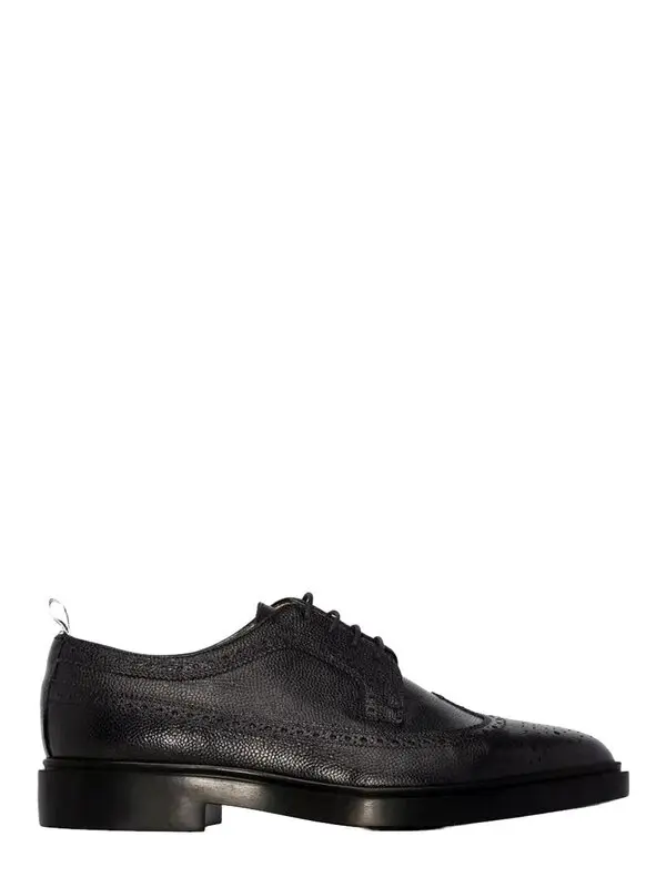 Thom Browne Longwing Pebble-grain Brogue Derby Shoes - Black