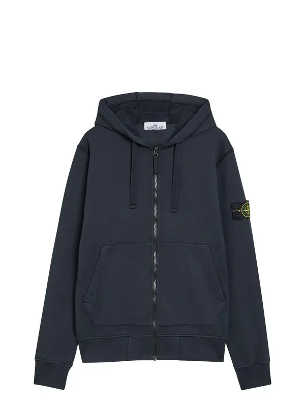 Stone Island Hooded Cotton Sweatshirt With Logo - Navy