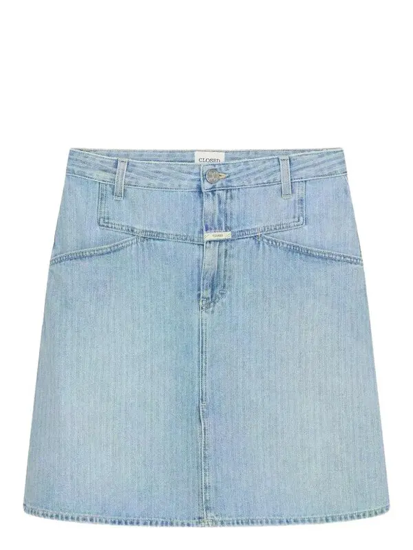 Closed Denim Mini Skirt With Front Slit - Blue