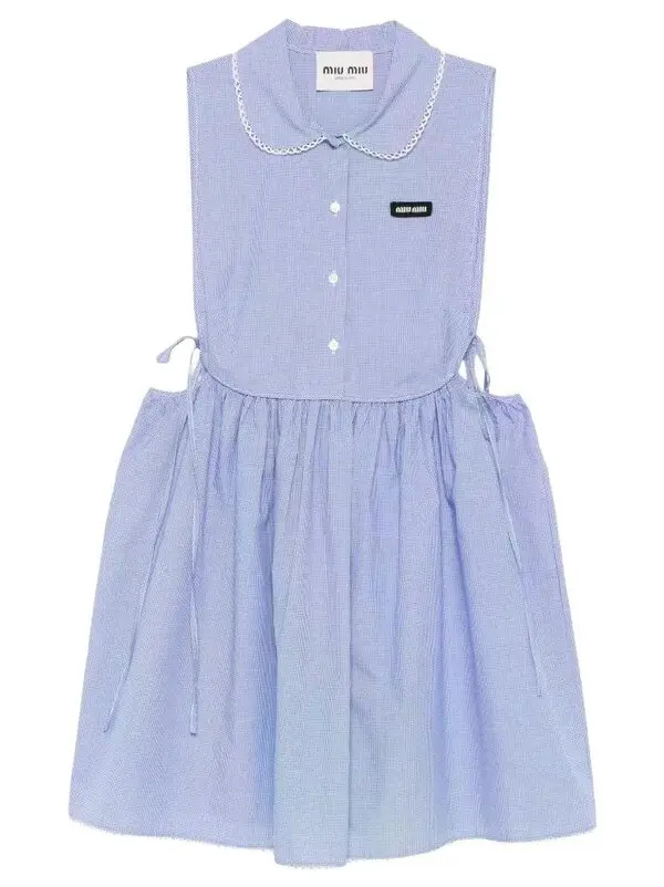 Miu Miu Gingham Dress With Peter Pan Collar - Blue