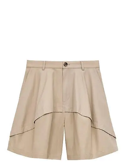Loewe X Paula's Ibiza Asymmetric-panel Cotton Shorts - Beige
