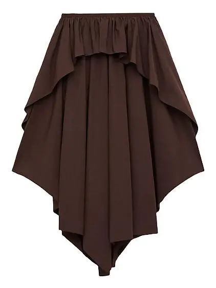 Loewe X Paula's Ibiza Cotton-poplin Midi Skirt - Chocolate Brown