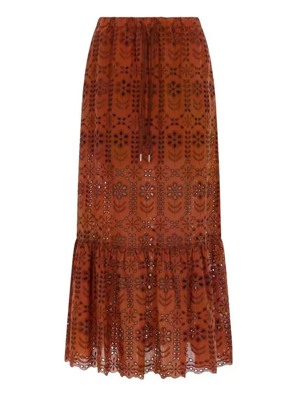 Paul Smith Broderie-anglaise Tiered Skirt - Brown