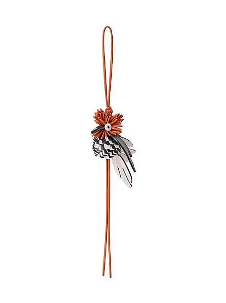 Loewe X Paula's Ibiza Hoopoe Bird Leather Bag Charm - Orange/black