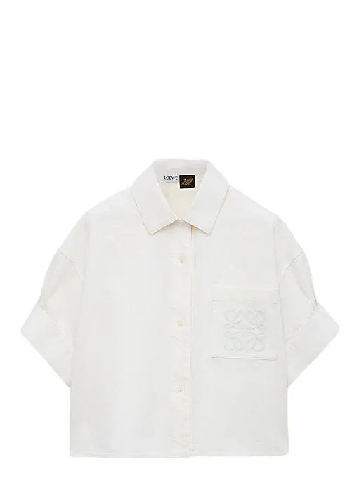 Loewe X Paula's Ibiza Anagram-embroidered Cotton-blend Shirt - White