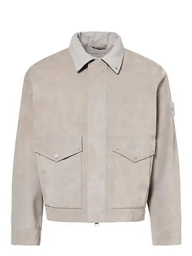 Stone Island S.i. Ghost Split Leather Suede Jacket - Dust