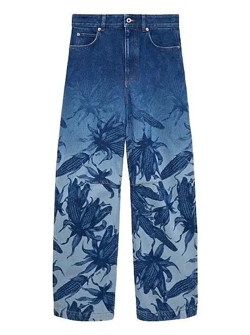 Loewe X Paula's Ibiza Graphic Barrel-leg Jeans - Denim Blue