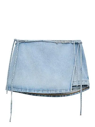 Loewe X Paula's Ibiza Wrap-panel Denim Shorts - Washed Blue