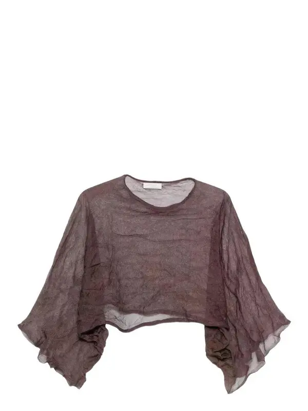 Antonelli Firenze Crinkled Arnica Crop Top - Brown