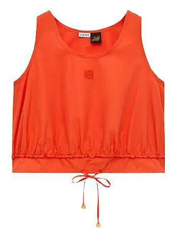Loewe X Paula's Ibiza Scoop-neck Cropped Cotton Top - Orange