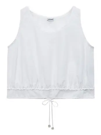 Loewe X Paula's Ibiza Scoop-neck Cropped Cotton Top - White